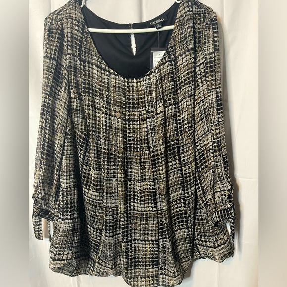 Dress Barn | Tops | Nwt Dressbarn Roz Ali 34 Sleeve Black And Gold ...
